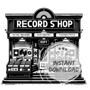 Retro Record Shop Scene SVG Bundle - Etsy