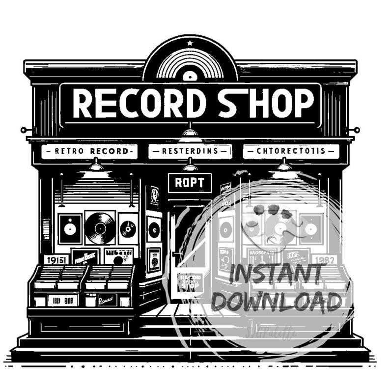 Retro Record Shop Scene SVG Bundle - Etsy