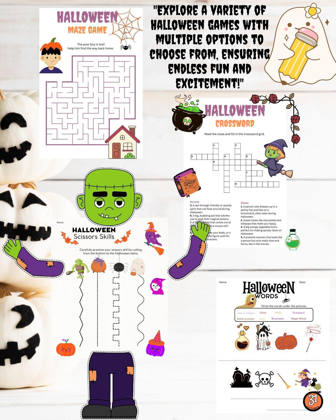 Halloween Printable Activity Bundle Book for Kids - Etsy