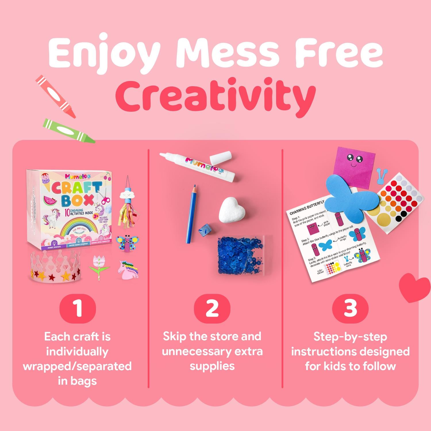 Craft Box 10 Simple and Fun Unicorn, Mermaid Arts and Crafts for Kids ...