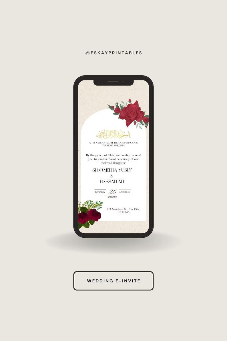 Digital Wedding Invitation, Muslim Wedding Invitation, Electronic Barat ...