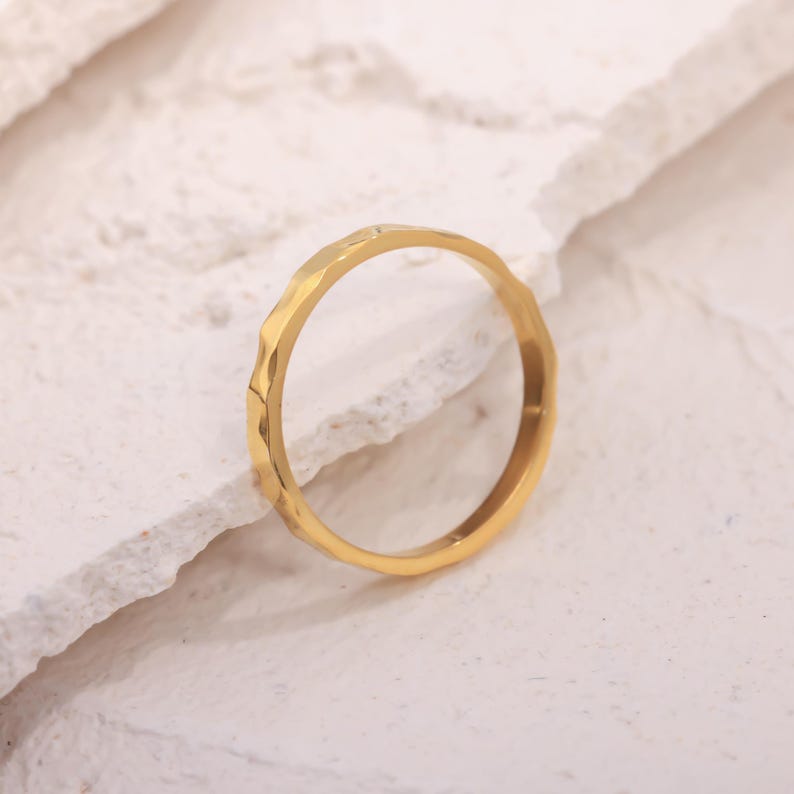 Hammered Ring, Minimalist Textured Wedding Band, Wife Ring, Engagement ...