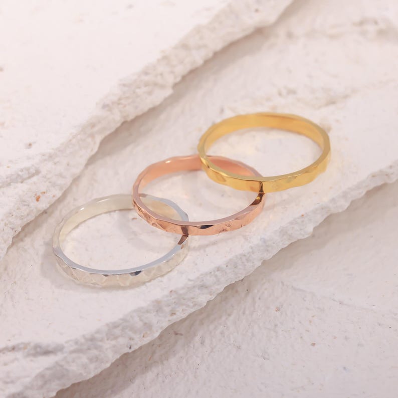 Hammered Ring, Minimalist Textured Wedding Band, Wife Ring, Engagement ...