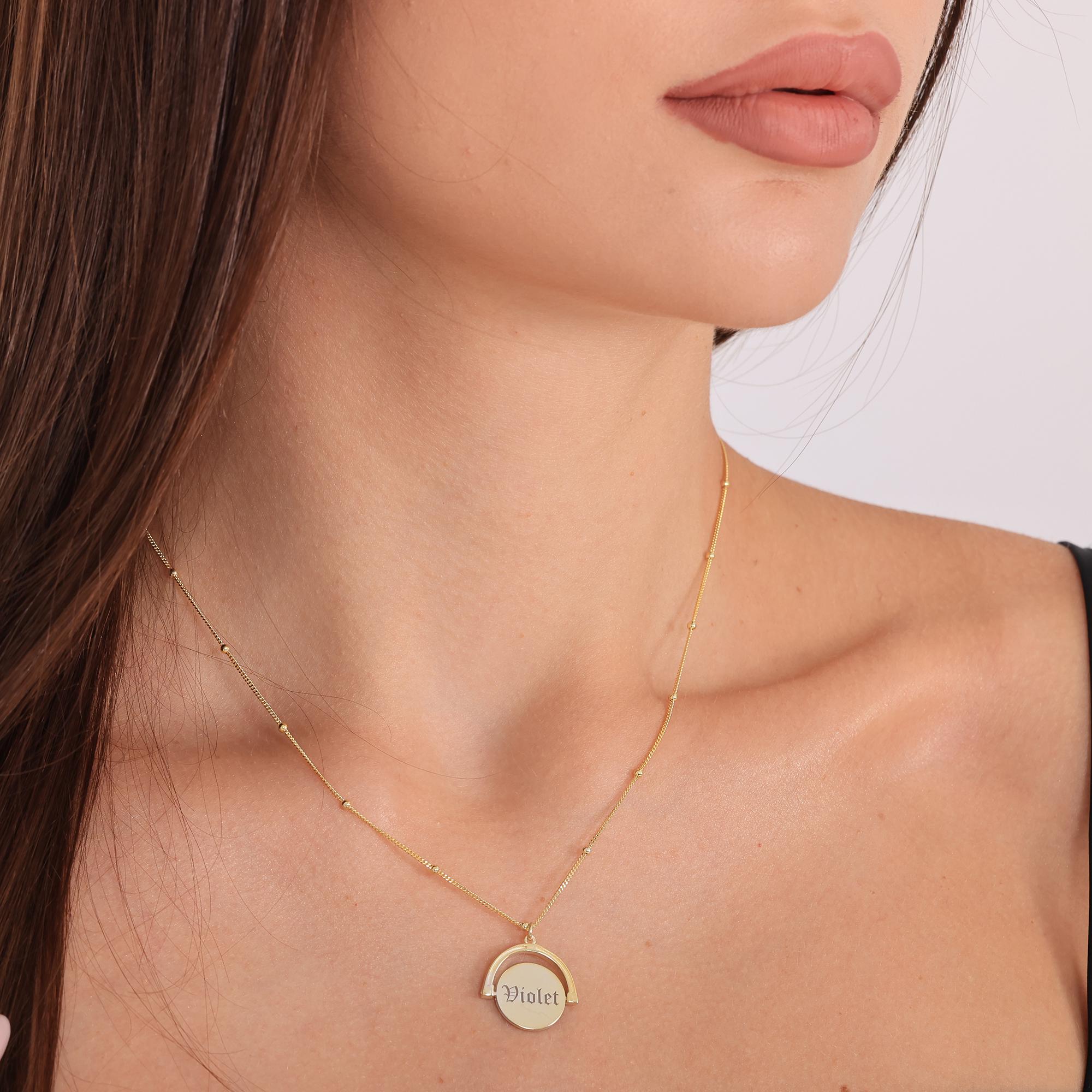 Personalized Spinner Necklace, Spinning Necklace Charm, Engraved ...