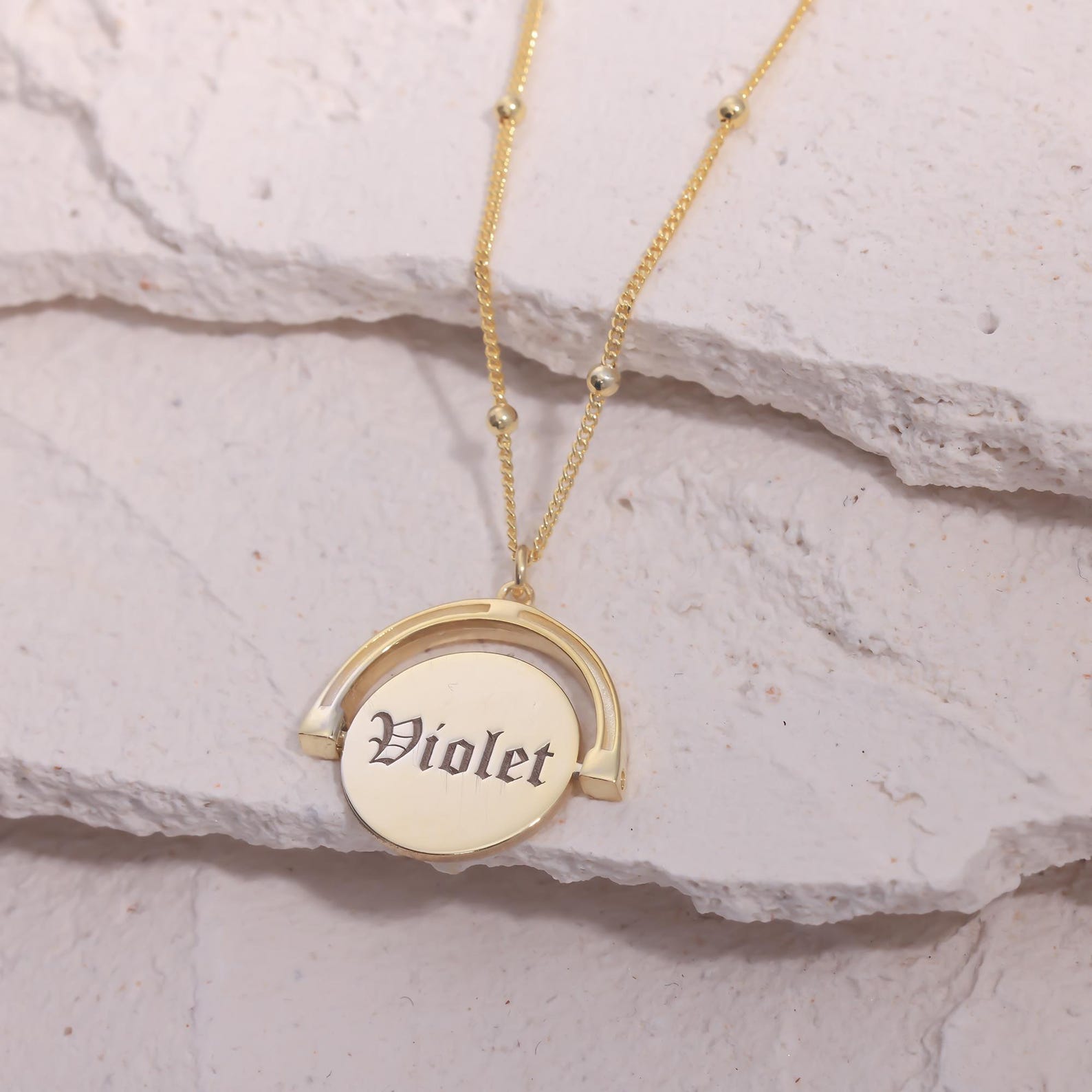 Personalized Spinner Necklace, Spinning Necklace Charm, Engraved ...