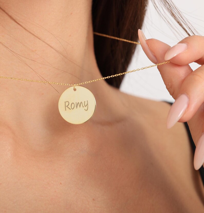 Personalized Disk Name Necklace, Custom Engraved Name Necklace, Dainty ...