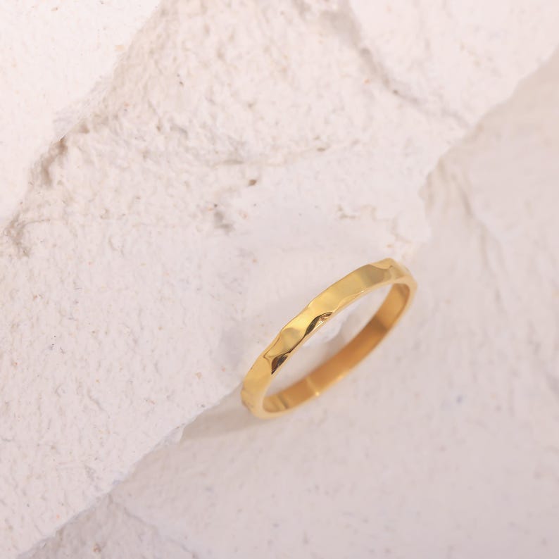 Hammered Ring, Minimalist Textured Wedding Band, Wife Ring, Engagement ...