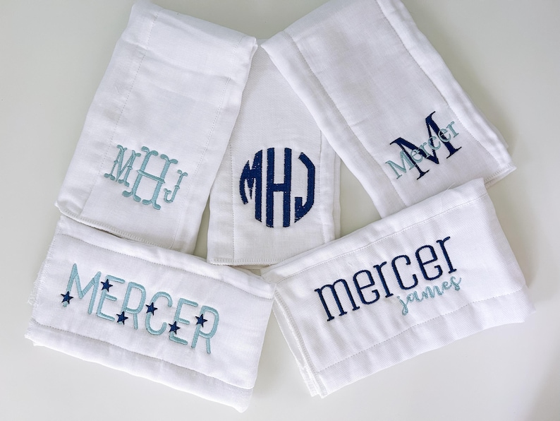 Monogram Boy Burp Cloth Bundle, Embroidered Burp Cloths for Boys ...