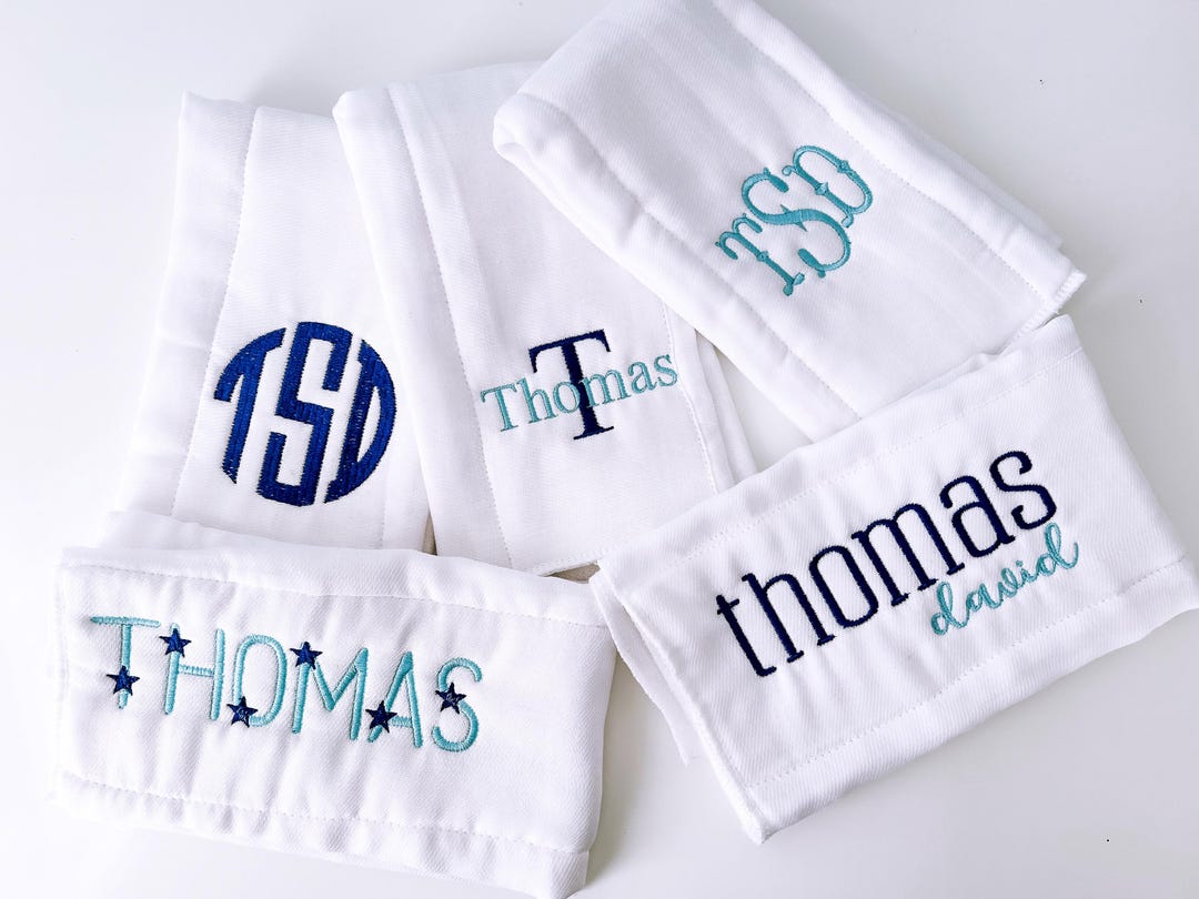Monogram Boy Burp Cloth Bundle, Embroidered Burp Cloths for Boys ...