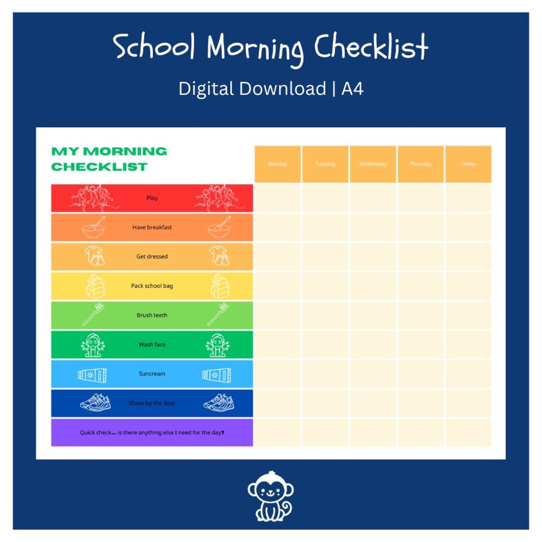 Colour | Back to School | Get Ready for School Morning Checklist ...