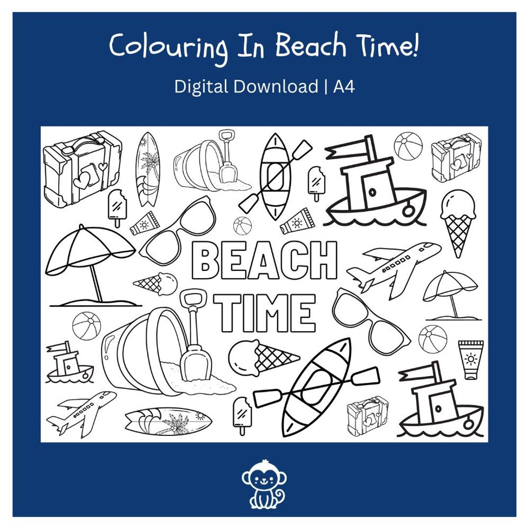 Beach Coloring Page | Travel Theme (digital Download) - Etsy