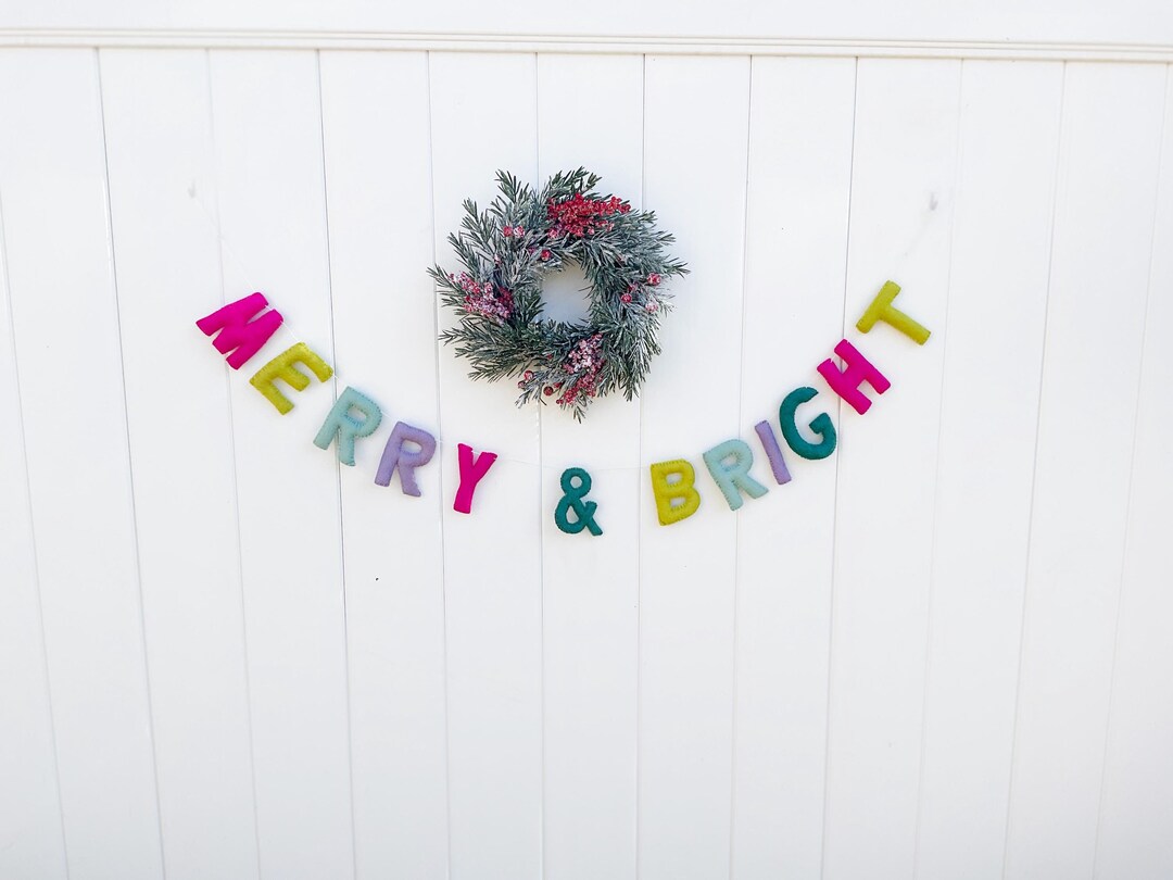 Merry and Bright Christmas Garland - 54 Inches | Handmade Christmas ...