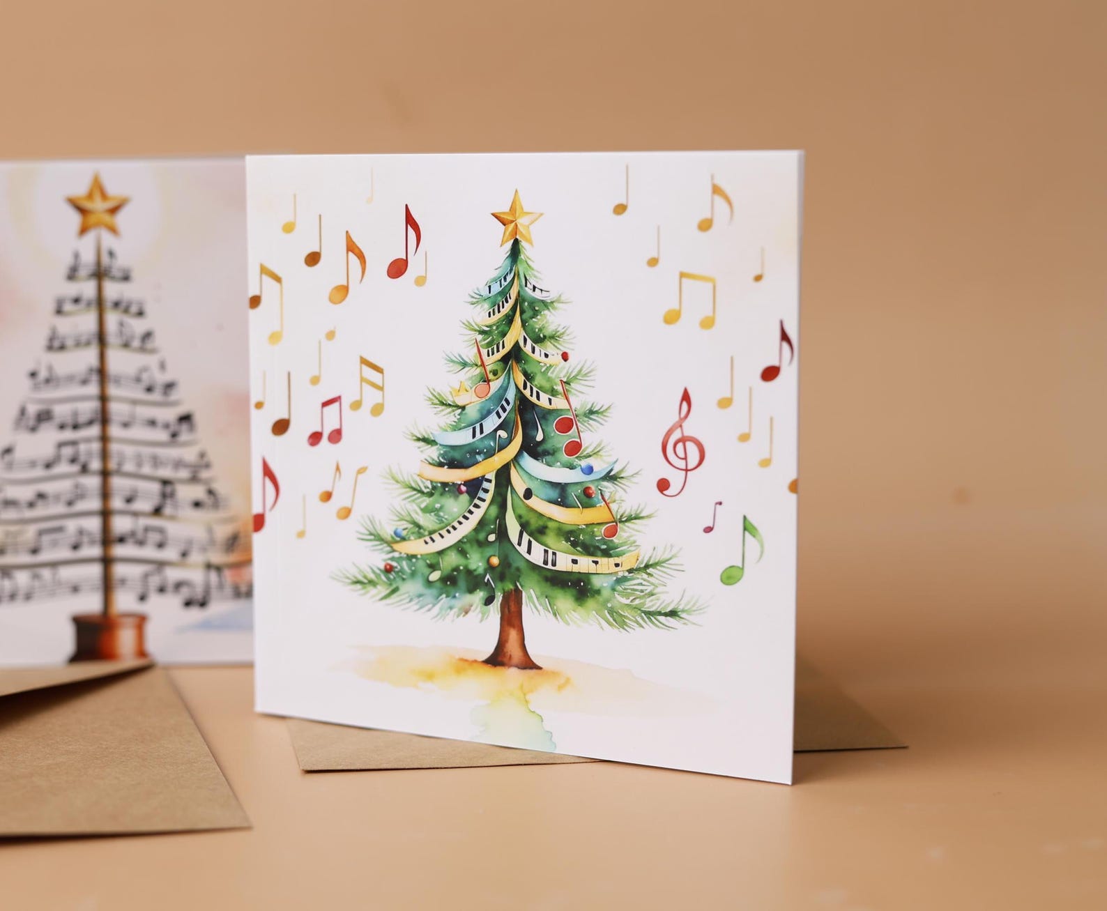Choir Singer Christmas Card | Blank Note Card | Musical Notes Greeting ...