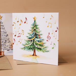 Choir Singer Christmas Card | Blank Note Card | Musical Notes Greeting ...