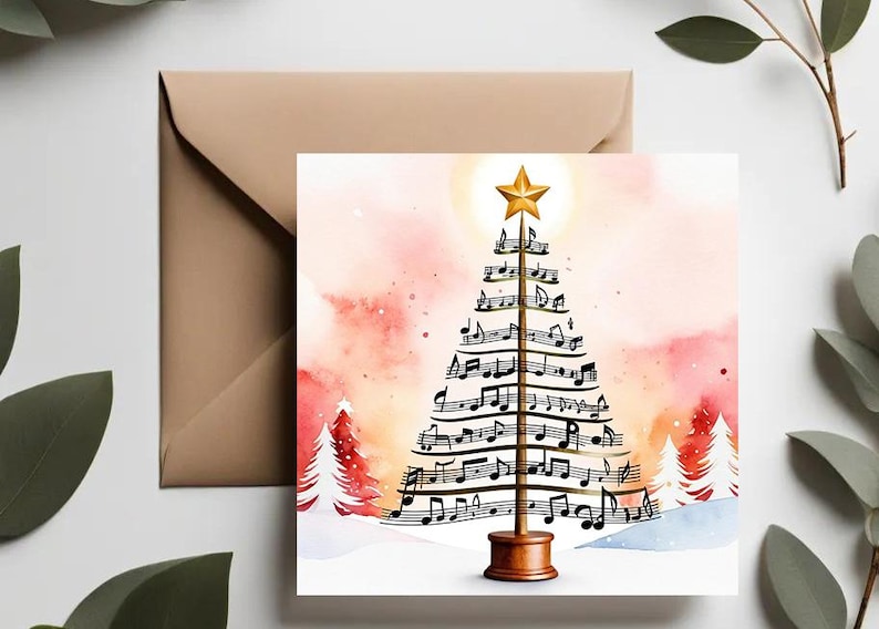 Singer Christmas Card | Musical Notes Greeting Card | Choir Note Card ...