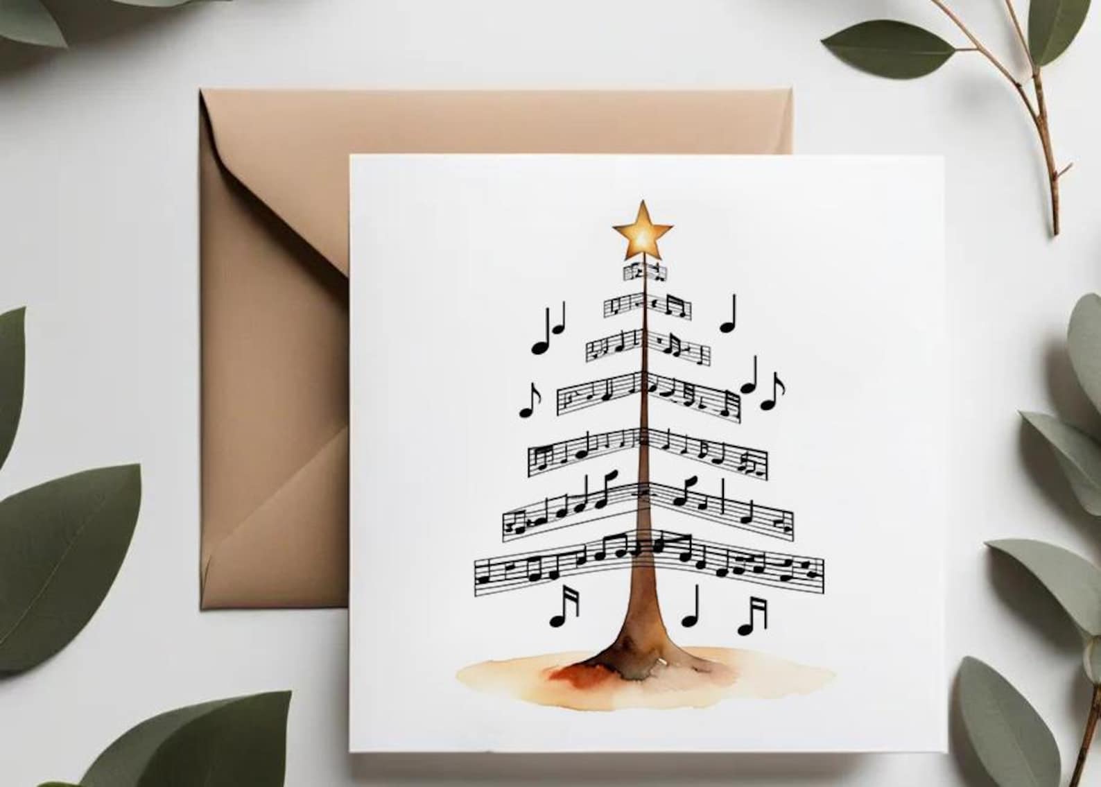 Musical Christmas Tree Card: Holiday Music Lover Greeting - Etsy