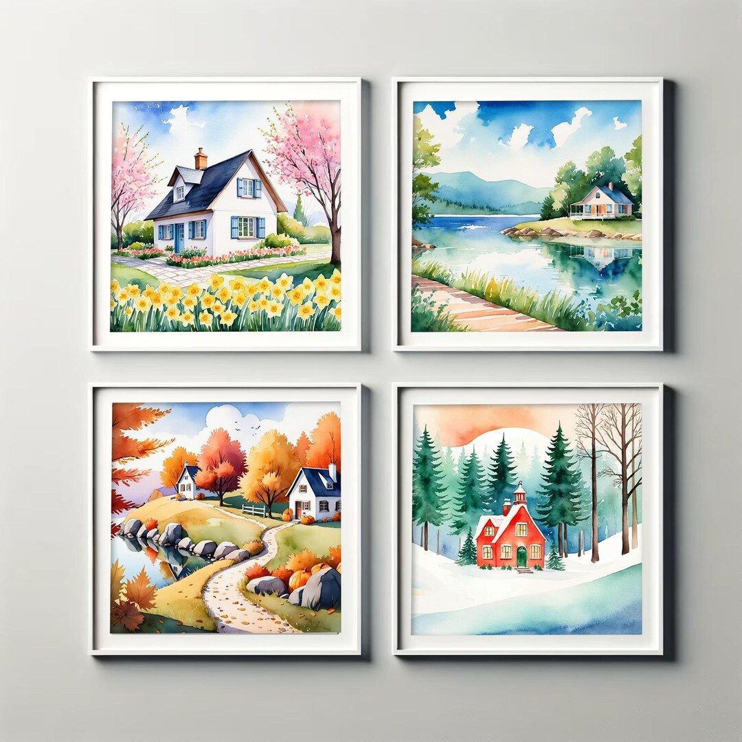 Four Season Illustration Wall Art | Positive Home Decor | Nature ...