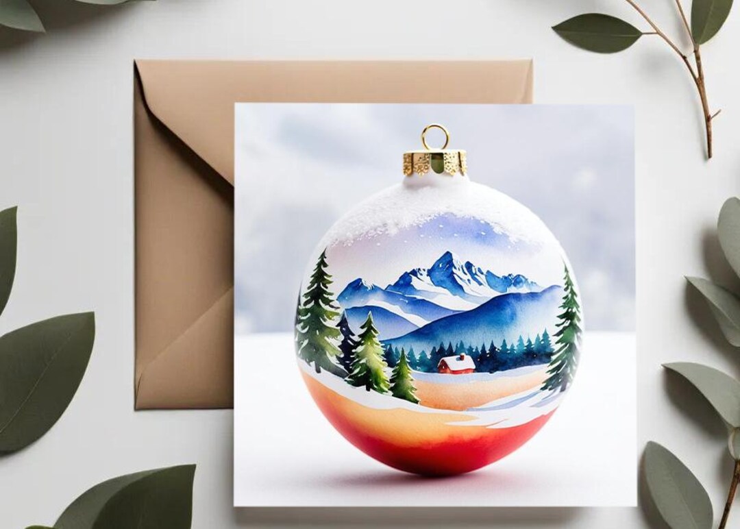 Christmas Bauble Cards: Winter Ornament Illustration, Set of 4 - Etsy