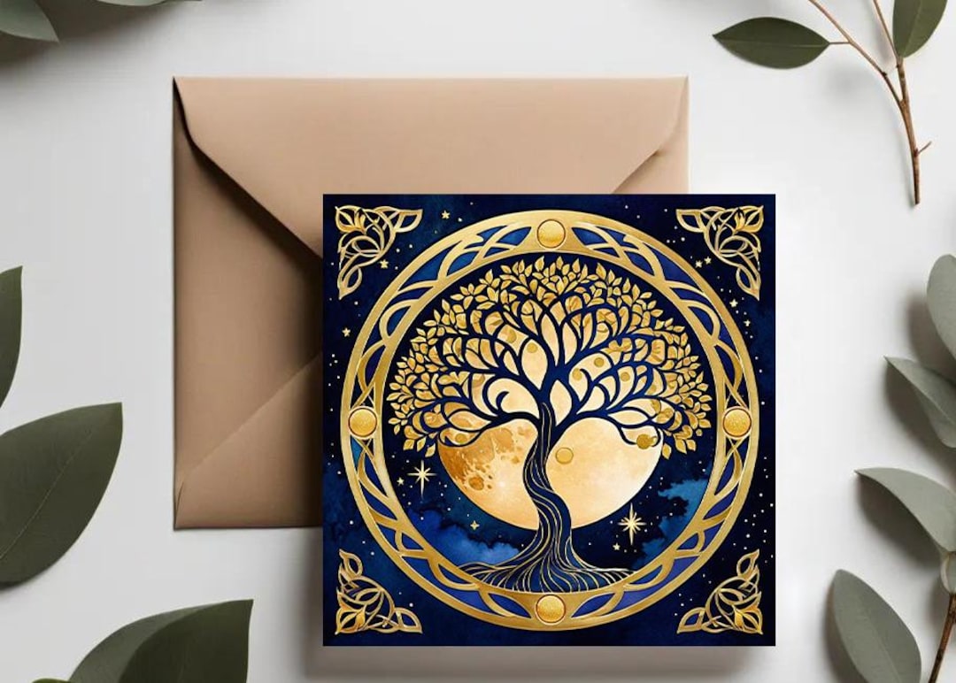 Celestial Tree of Life Card | Cosmic Tree of Life Greeting Card | Lunar ...