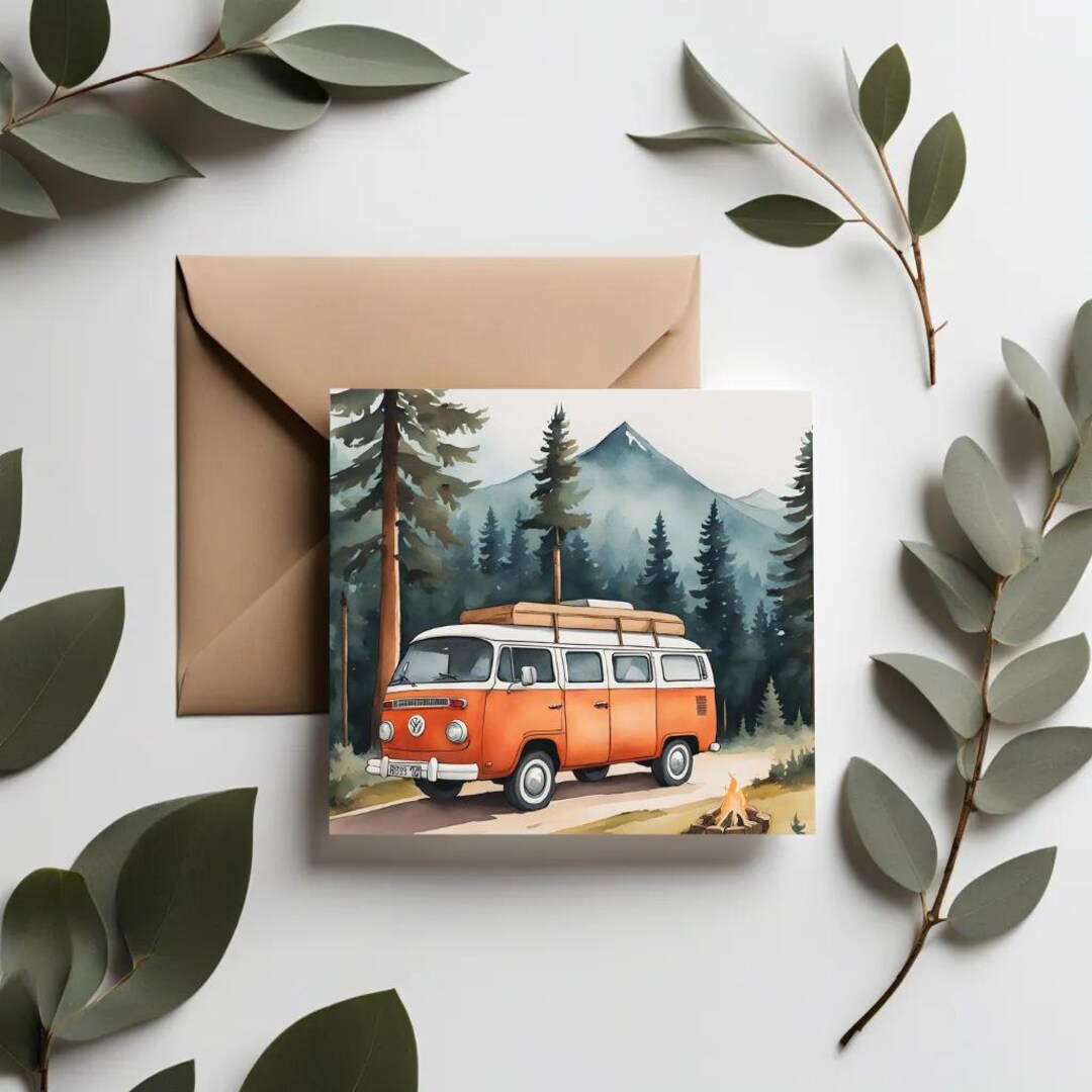 Camper Van Card Set Adventure Cards Campfire Van Card Set Thank You ...
