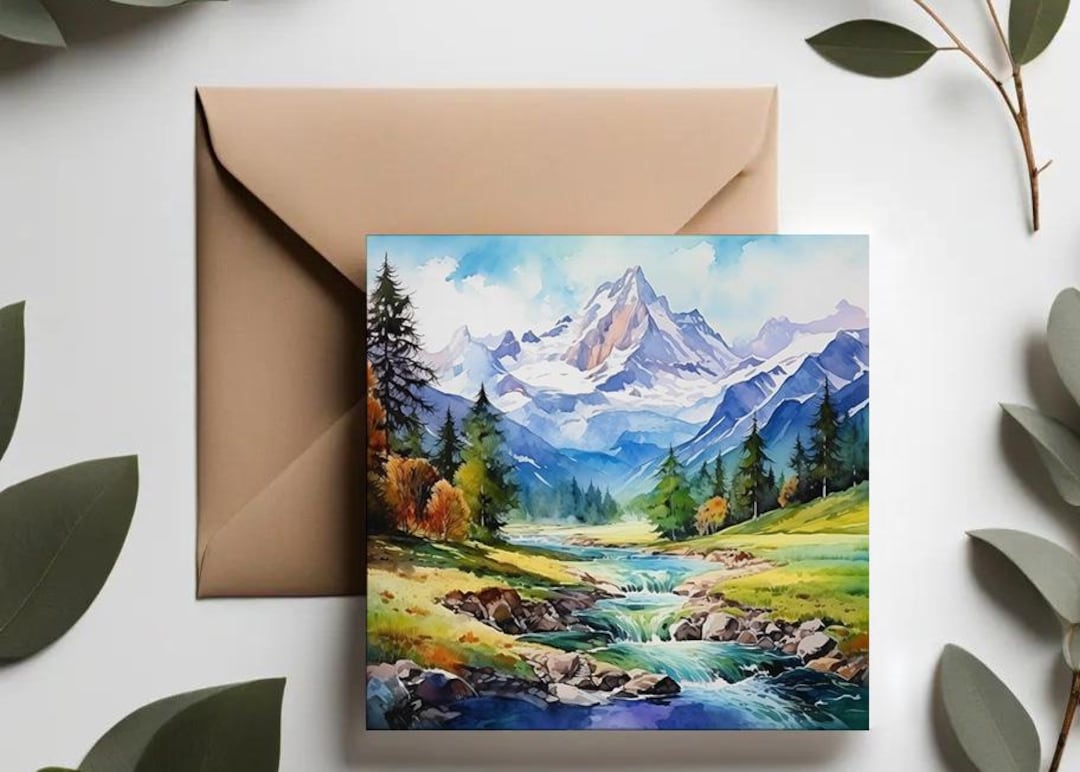 Swiss Alps Greeting Card: Mountain River Landscape, Travel Card - Etsy