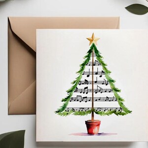 Musical Notes Christmas Tree Card: Singer Holiday Greeting - Etsy