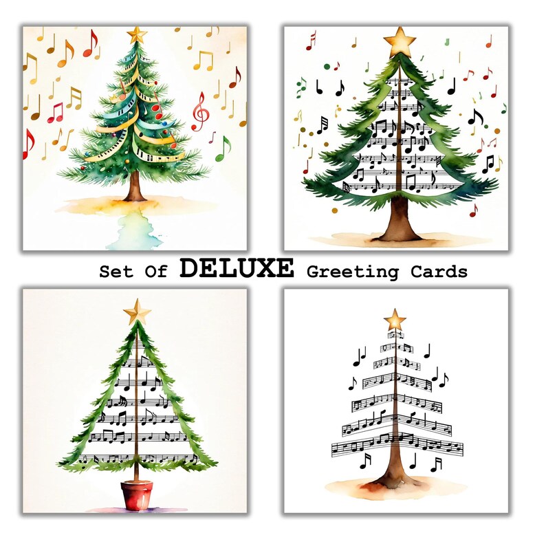 Choir Singer Christmas Card | Blank Note Card | Musical Notes Greeting ...