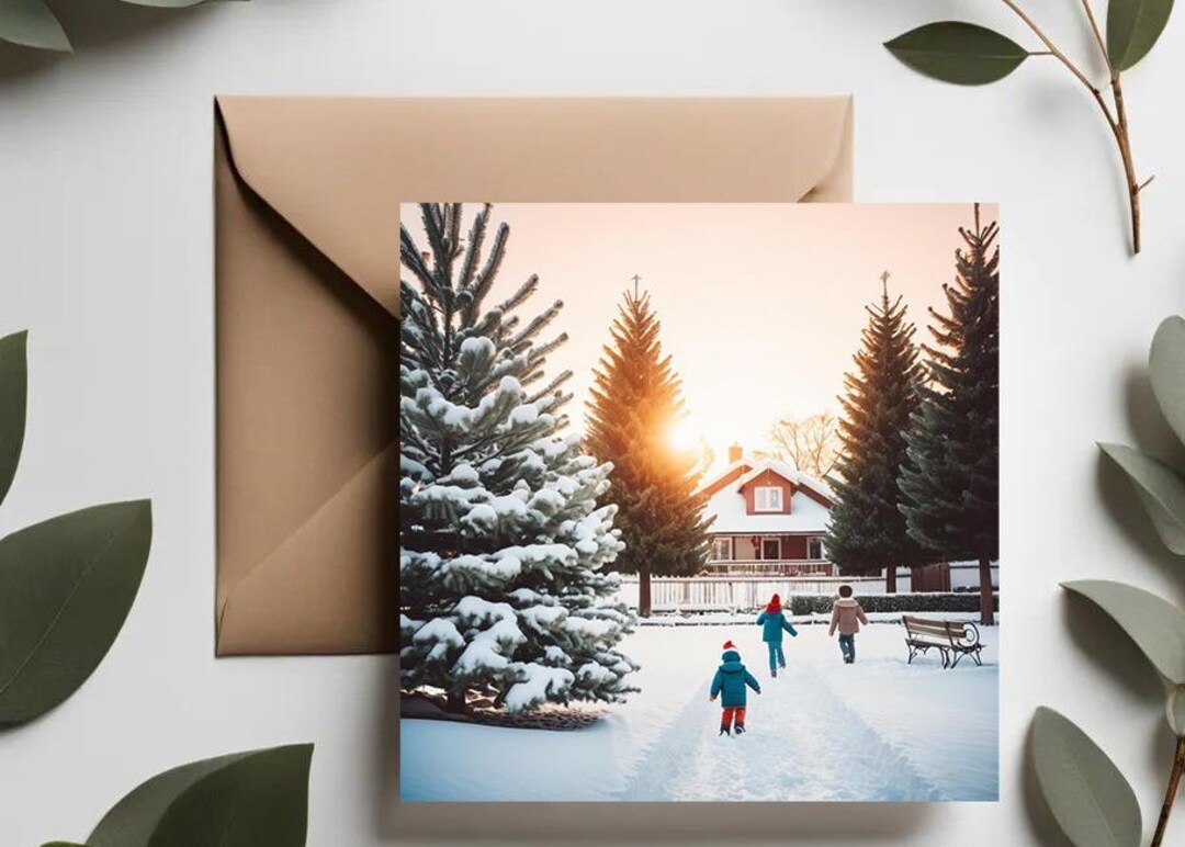Vintage 1980s Christmas Card Set: Nostalgic Suburbia Holiday Greetings ...