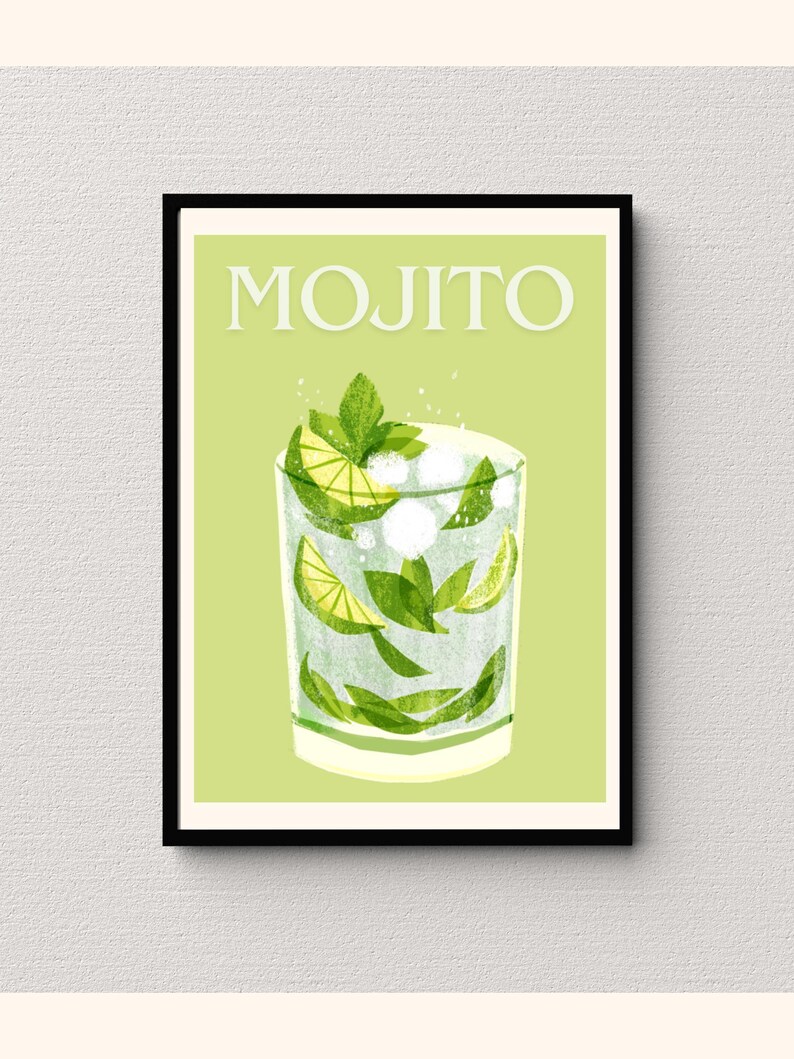 Mojito INSTANT DOWNLOAD Wall Art, Cocktail Decor, Bar Cart, Bar Decor ...