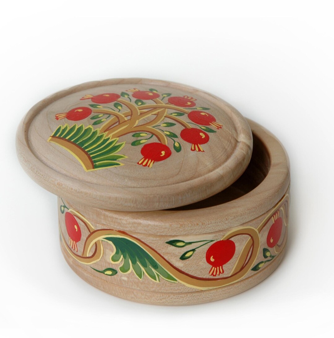 Handmade Wooden Hand Painted Box, Round, Medium - Unique Gift Idea - Etsy