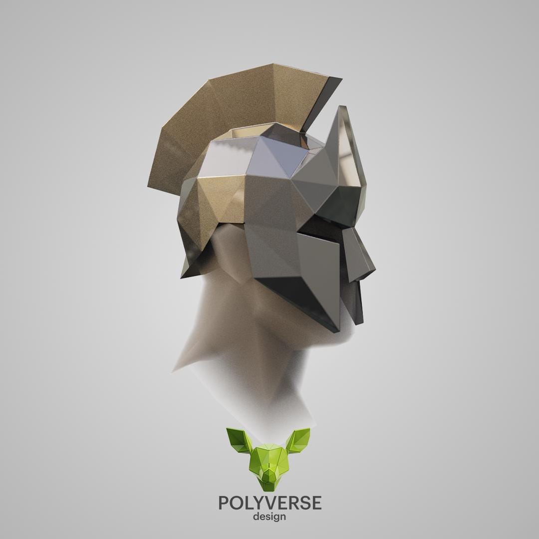 DIY Spartan Gladiator Helmet Template – 3D Papercraft PDF, Low Poly ...