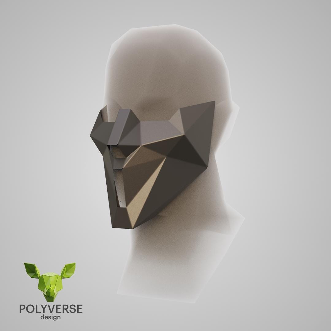 Demon Paper Mask, Lowpoly 3D Papercraft Mask Template, Unique Original ...