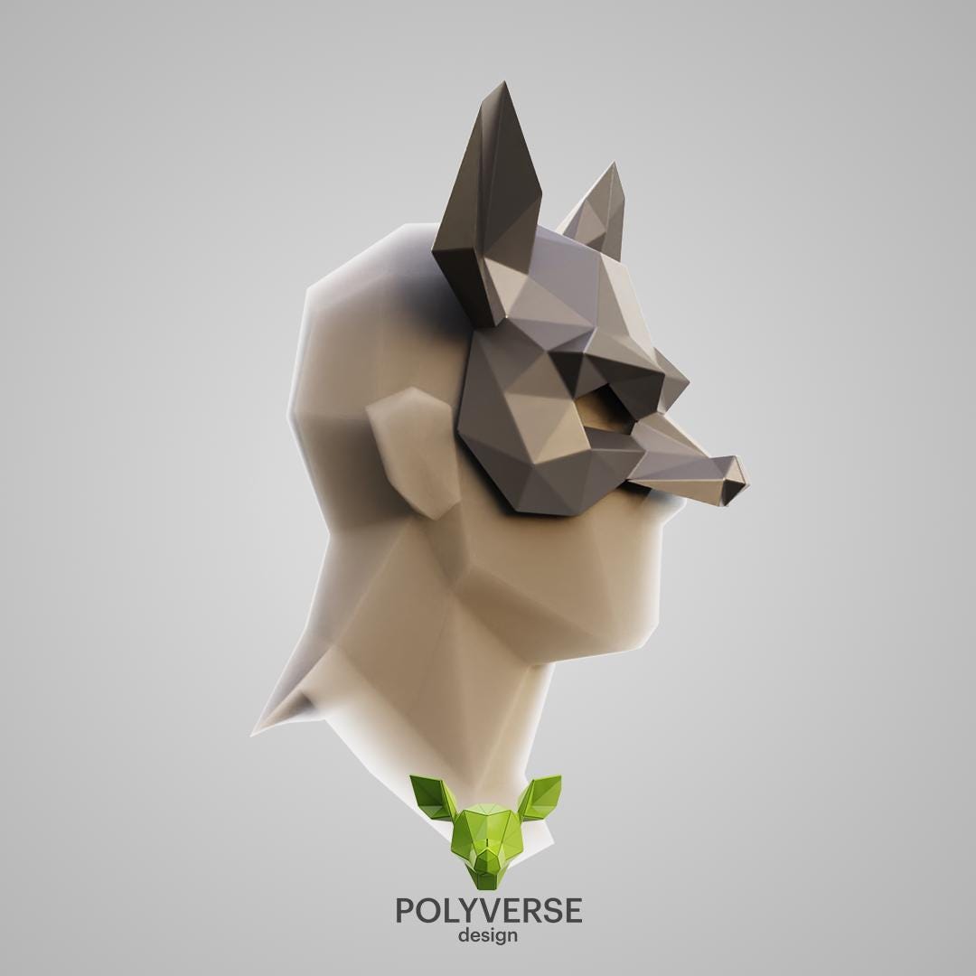 Polygon Human Face Mask, 3D Papercraft Mask Template, Low Poly Paper ...
