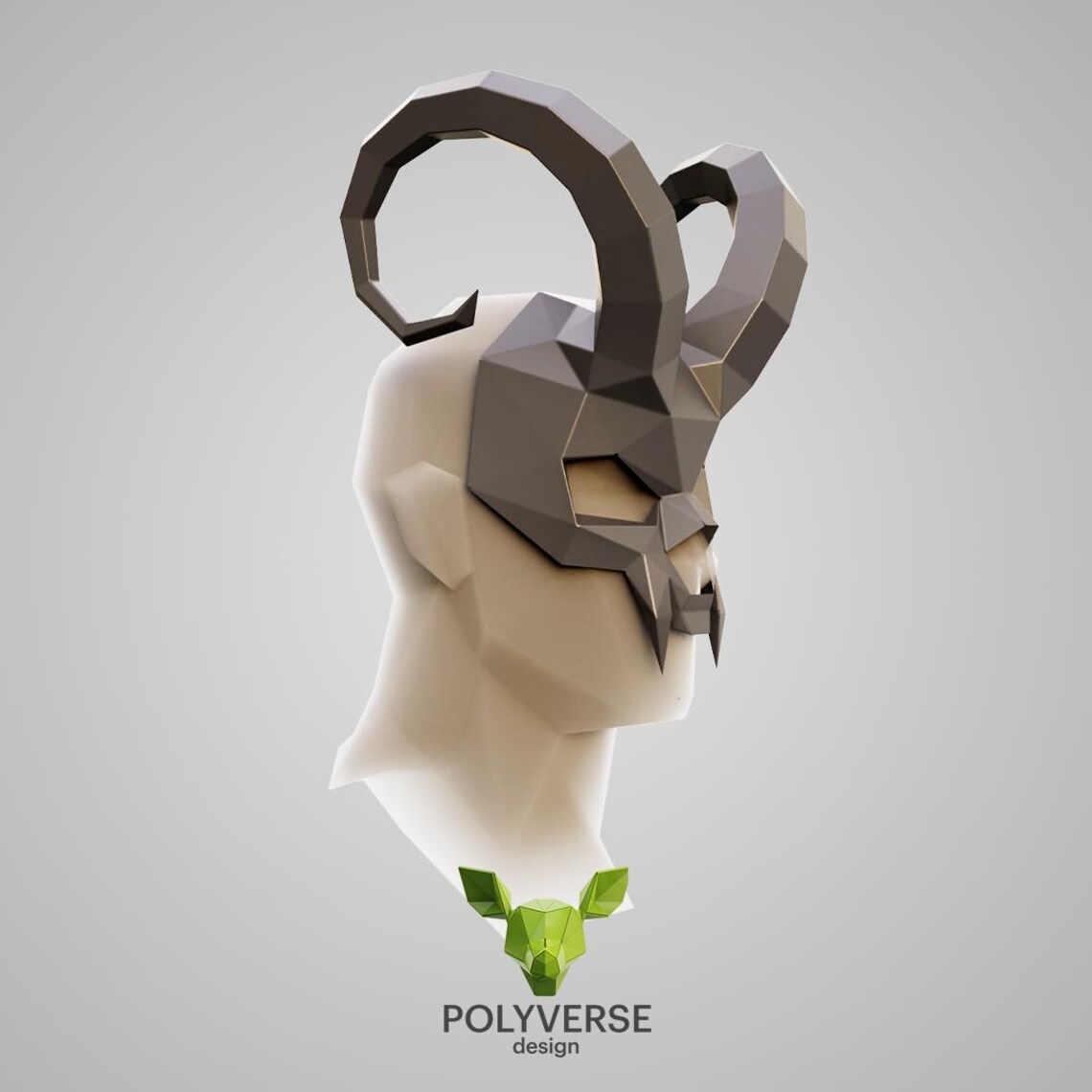 Polygon Human Face Mask, 3D Papercraft Mask Template, Low Poly Paper ...