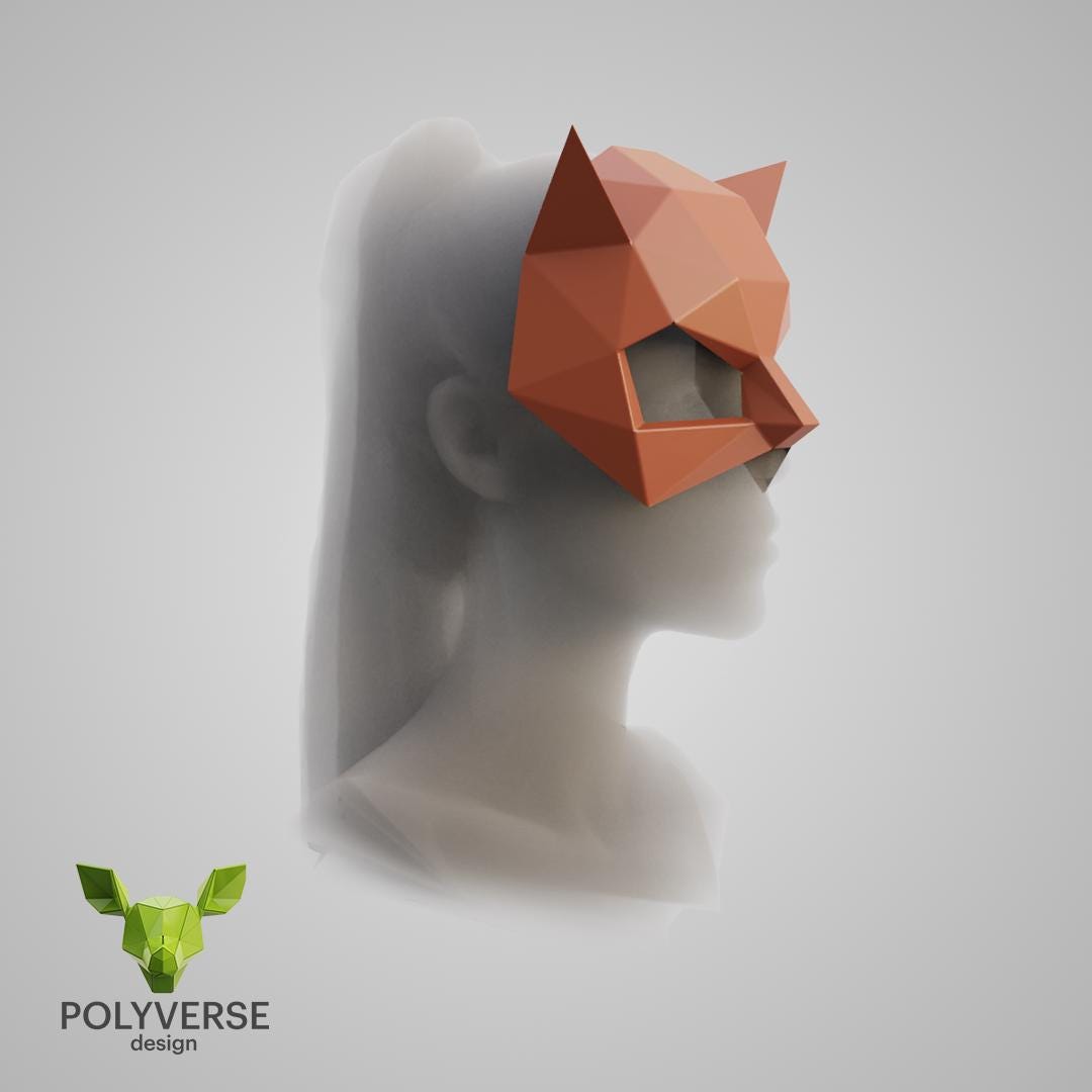 Animal Paper Mask, Lowpoly 3D Papercraft Mask Template, Unique Original ...