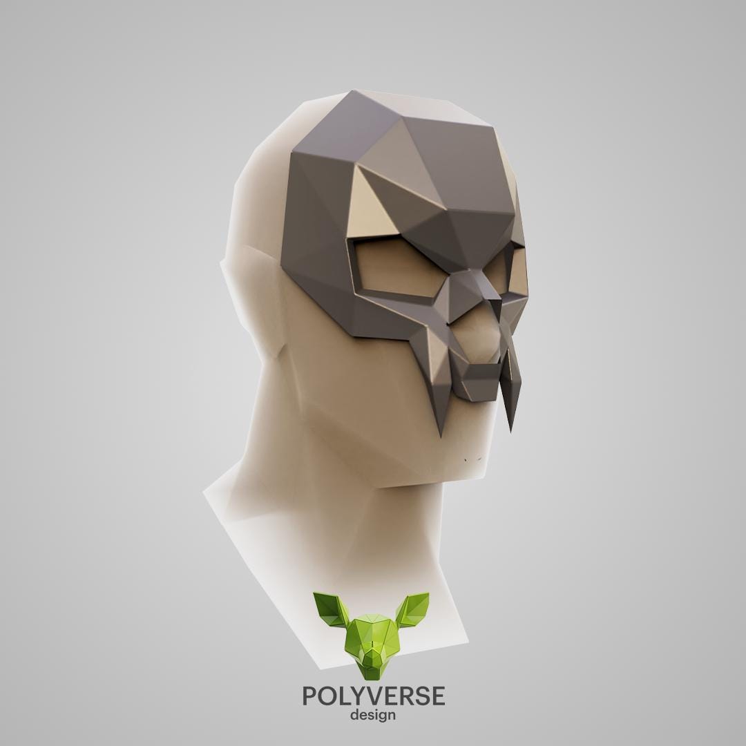 Polygon Human Face Mask, 3D Papercraft Mask Template, Low Poly Paper ...