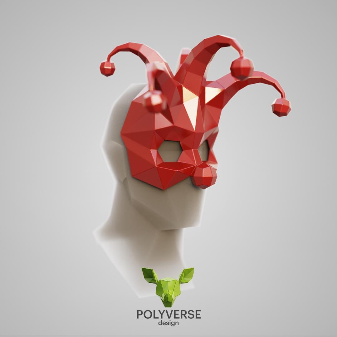 Polygon CLOWN Face Mask, 3D Papercraft Mask Template, Low Poly Paper ...