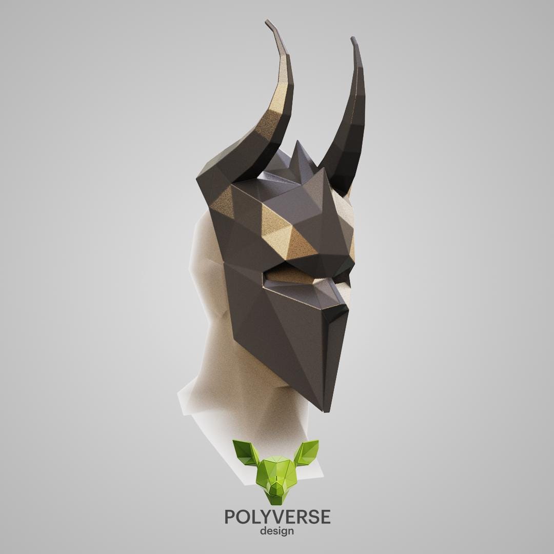 Polygon Human Face Mask, 3D Papercraft Mask Template, Low Poly Paper ...