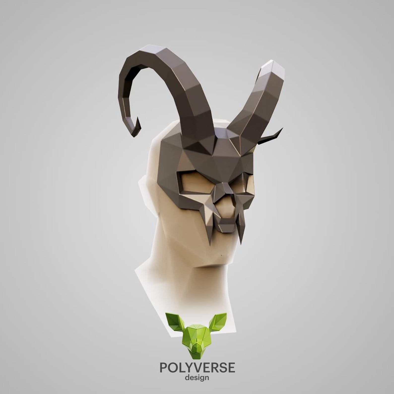 Polygon Human Face Mask, 3D Papercraft Mask Template, Low Poly Paper ...