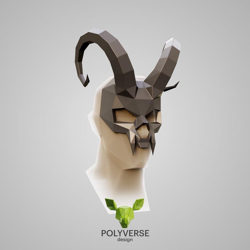 Polygon Human Face Mask, 3D Papercraft Mask Template, Low Poly Paper ...