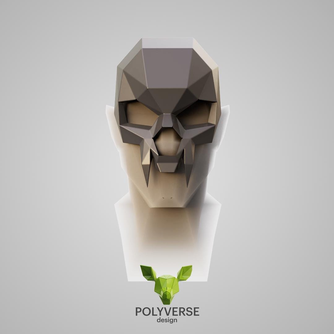 Polygon Human Face Mask, 3D Papercraft Mask Template, Low Poly Paper ...