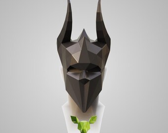 Polygon Human Face Mask, 3D Papercraft Mask Template, Low Poly Paper ...