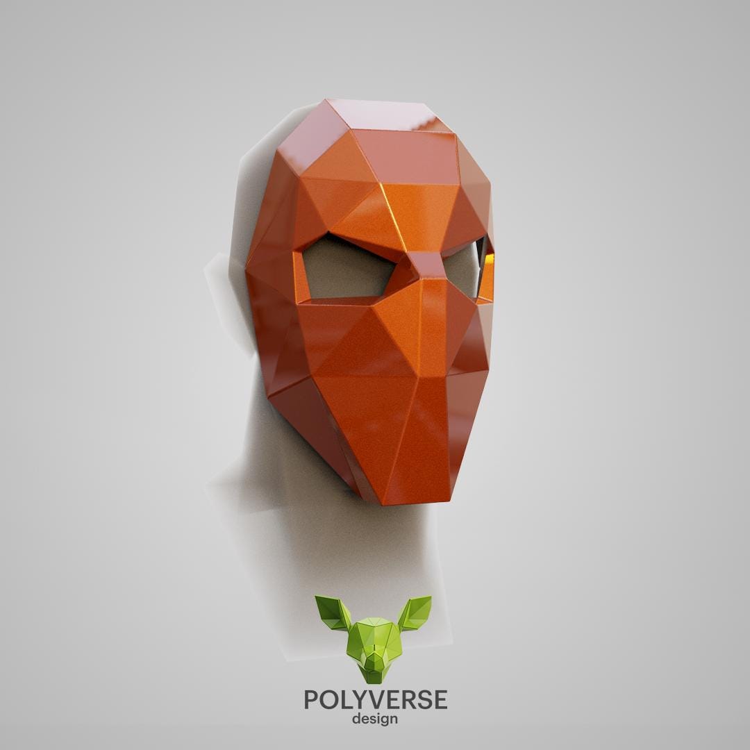Polygon Human Face Mask, 3D Papercraft Mask Template, Low Poly Paper ...