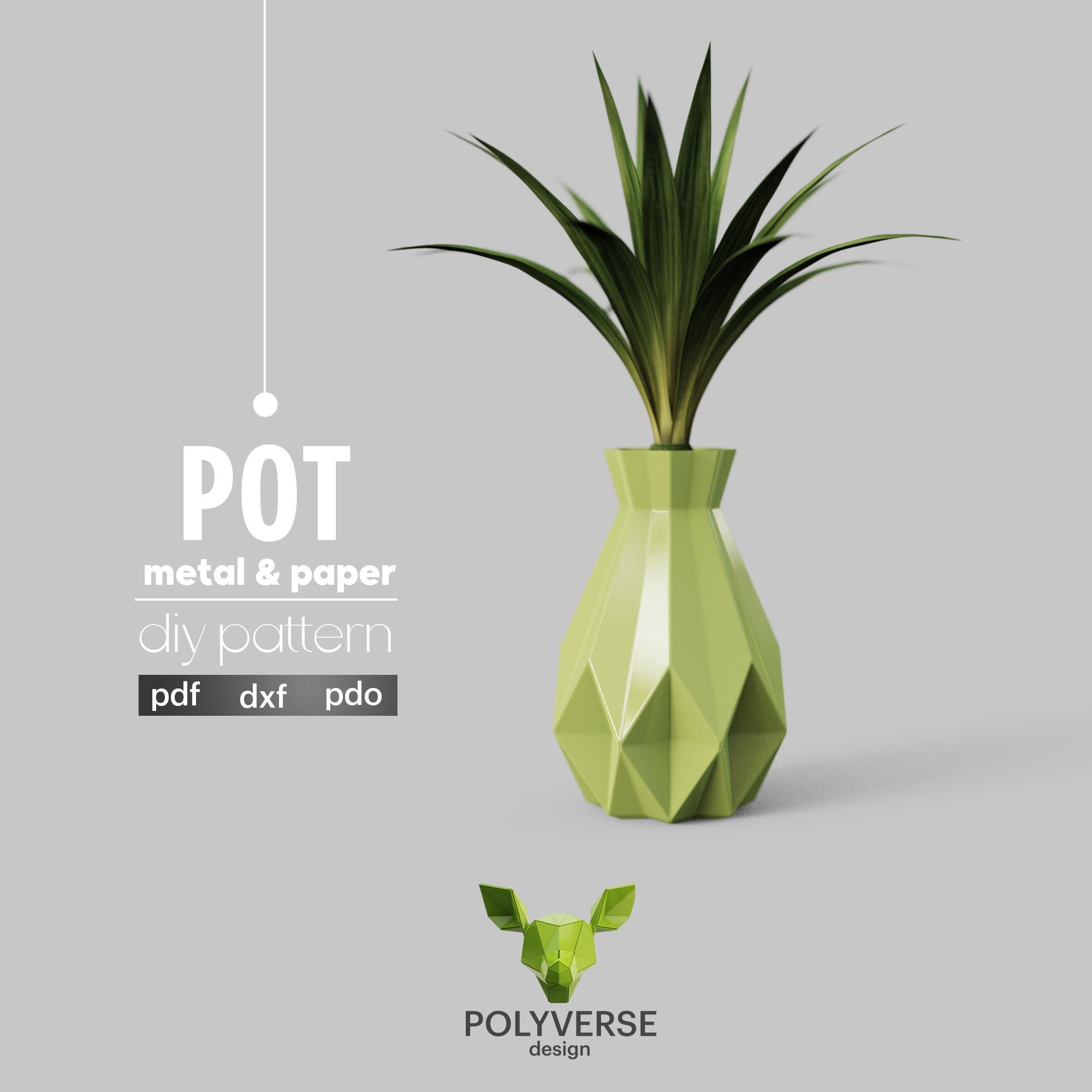 Downloadable Plant Pot 3D Model: Pepakura, Metal Art, Dxf, Pdo, Welding ...