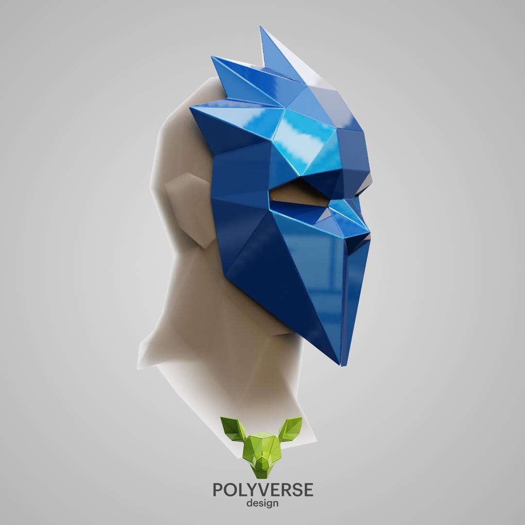Polygon Human Face Mask, 3D Papercraft Mask Template, Low Poly Paper ...