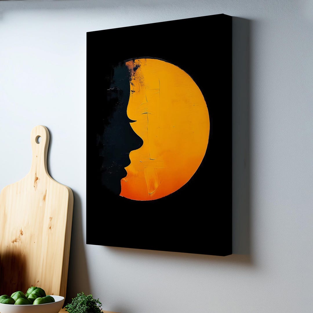 Sun and Woman Silhouette Canvas Painting, Modern Canvas Wall Decor ...
