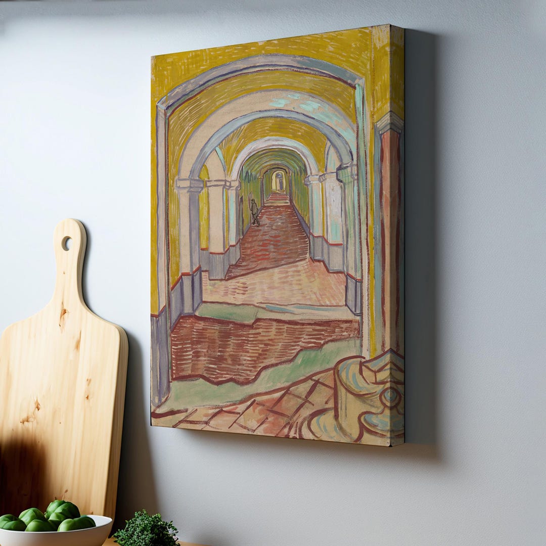Vincent Van Gogh - Corridor İn the Asylum, Framed Canvas Wall Art ...