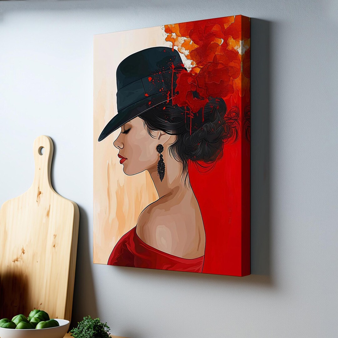Beautiful Woman Canvas Painting, Canvas Wall Art, Modern Canvas Wall ...