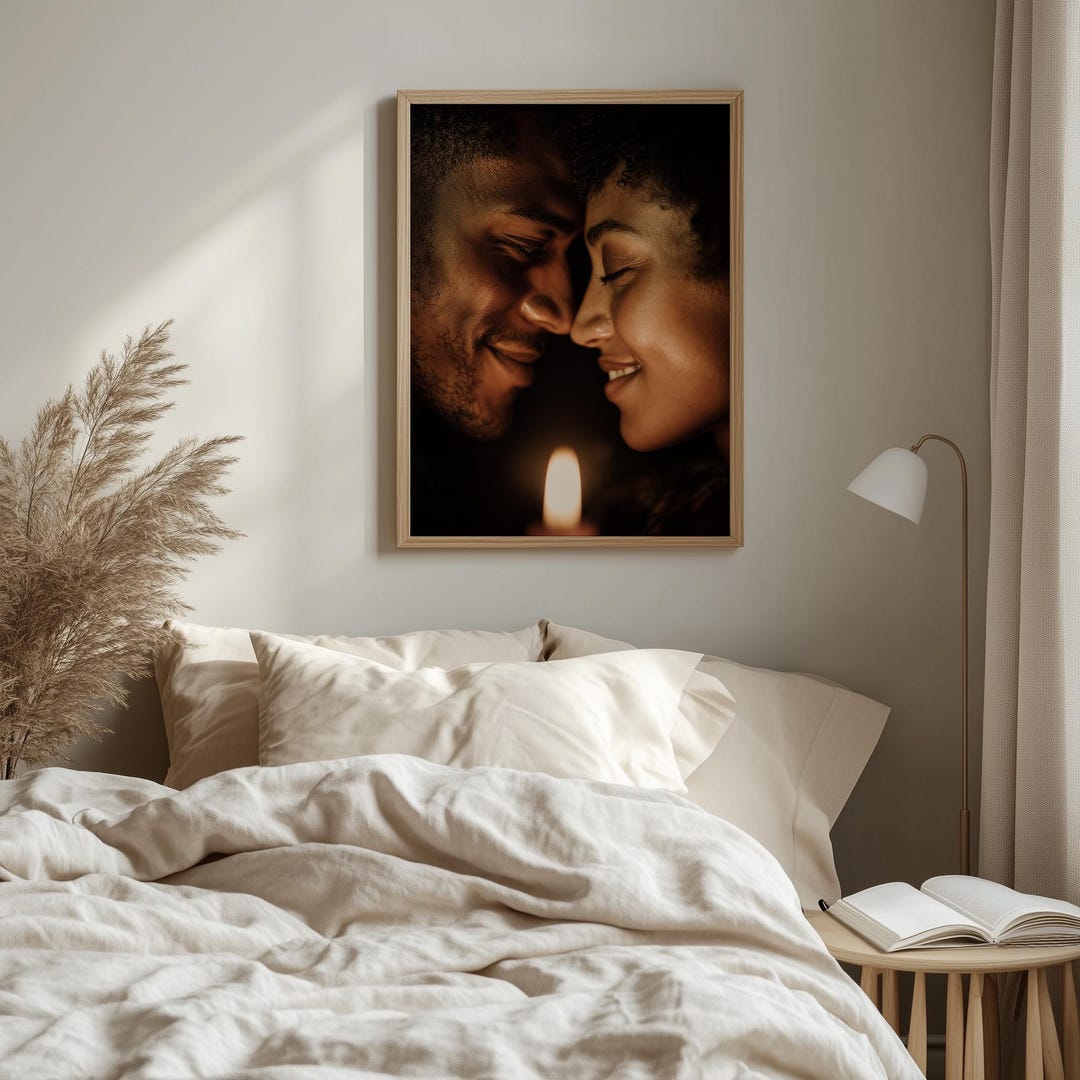 Romantic Couple Candlelit Portrait - Moody Intimate Photography, Warm ...