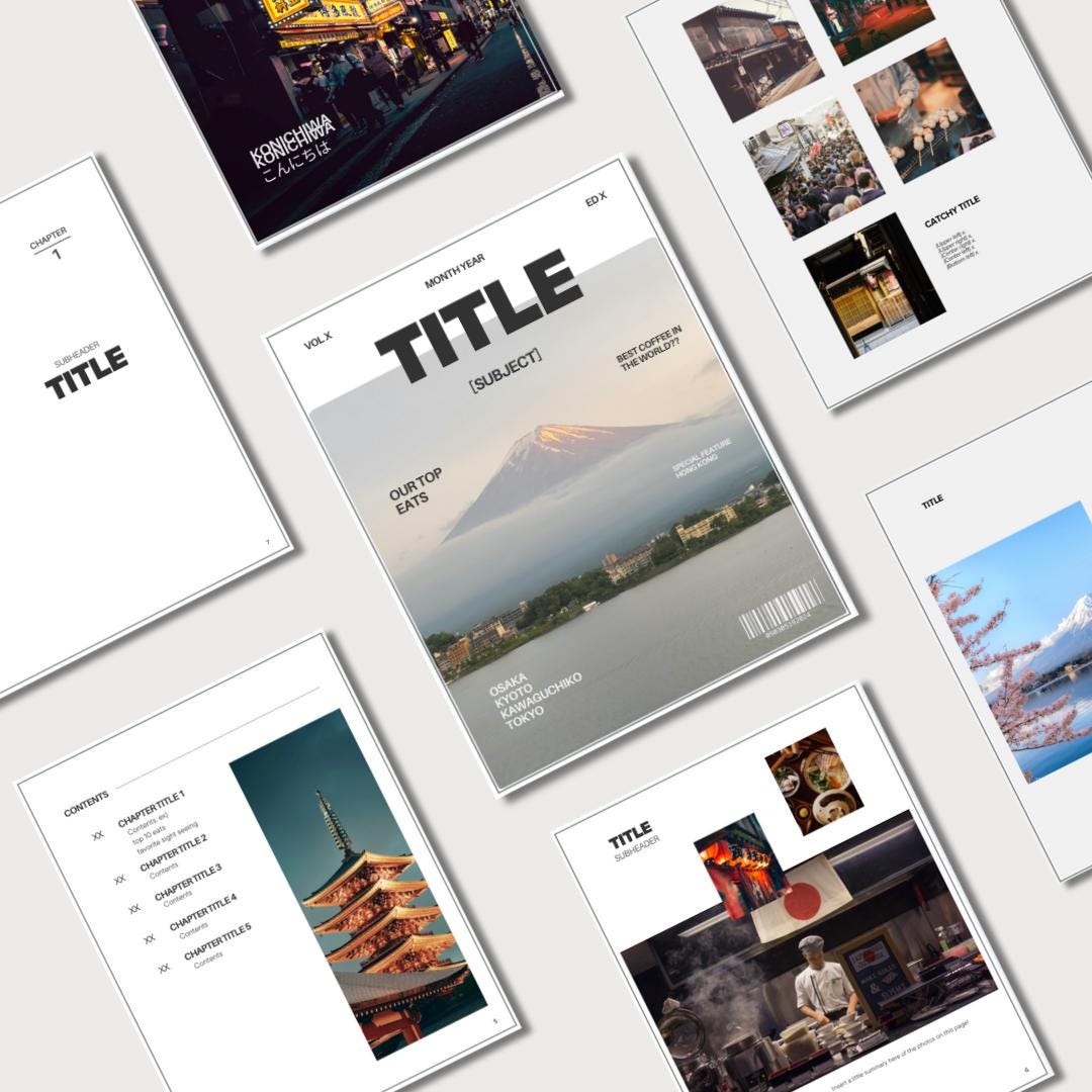 Digital Travel Magazine Template | Fully Editable in Canva ...